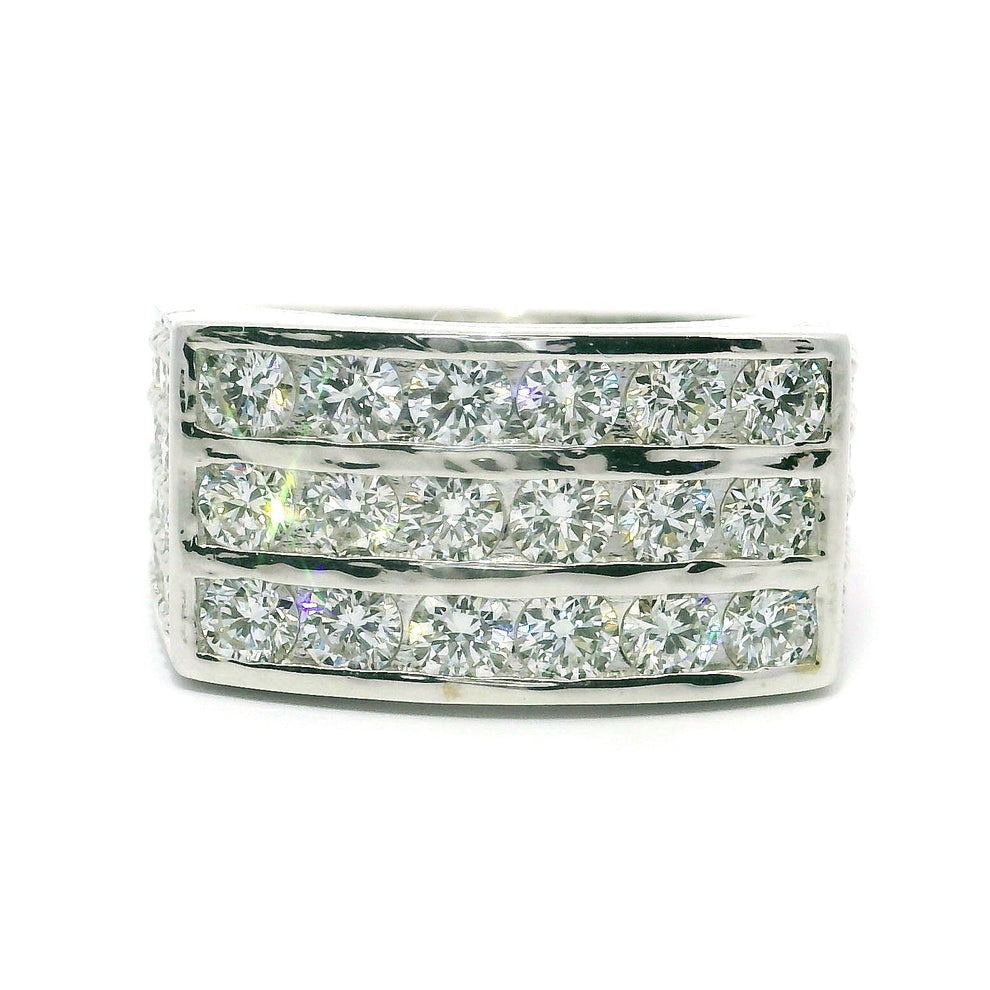 3CT Round Brilliant Cut Lab Grown CVD Diamond DEF VVS Men's Ring 14k W ...